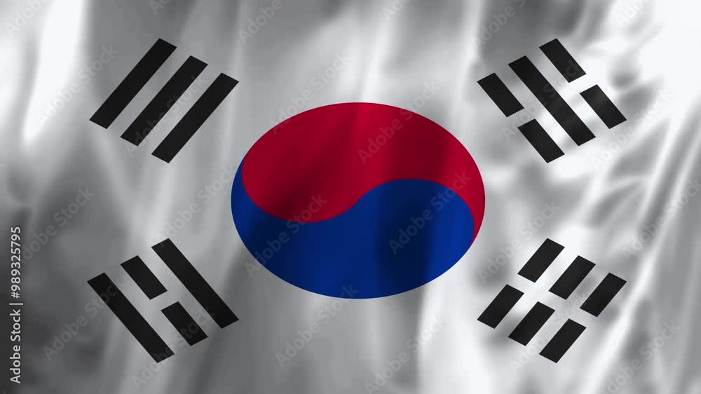 South Korea Waving Flag. Realistic Flag Animation. Seamless Loop ...