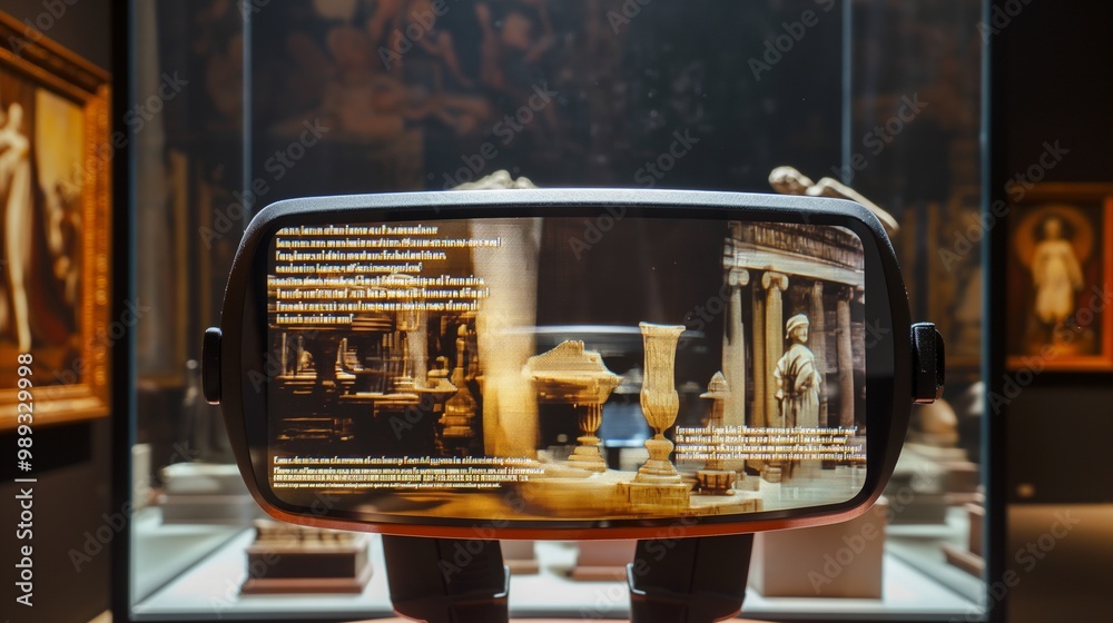 AR glasses displaying historical facts and figures over artifacts in a ...