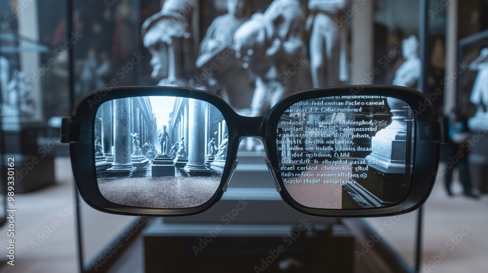 AR glasses displaying historical facts and figures over artifacts in a ...