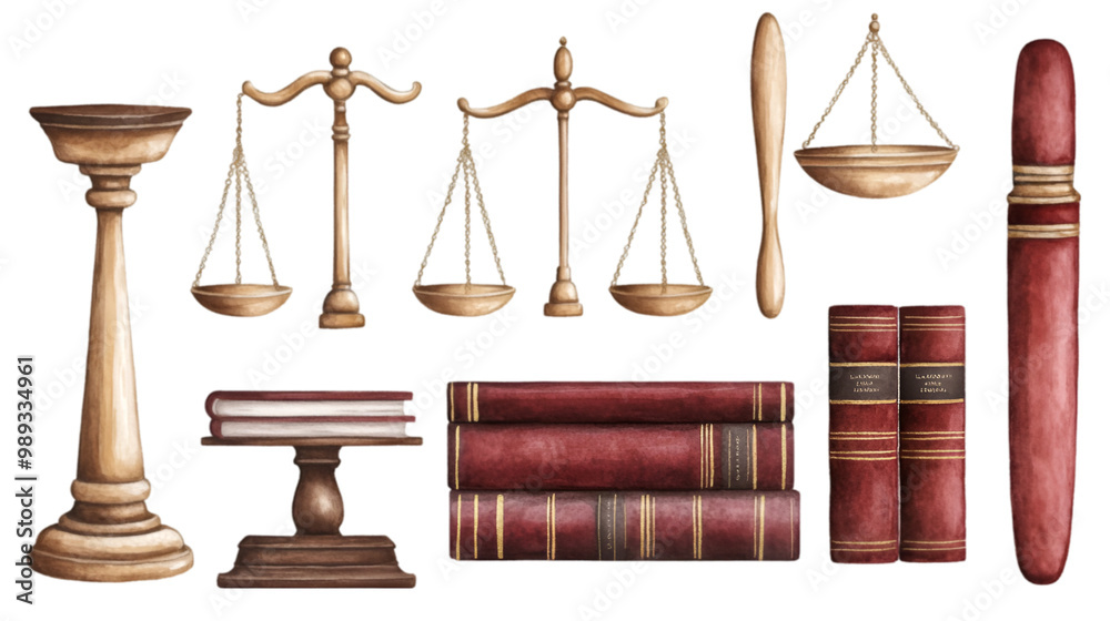 Maroon and Gold Watercolor Clipart Set, featuring a judge's bench ...