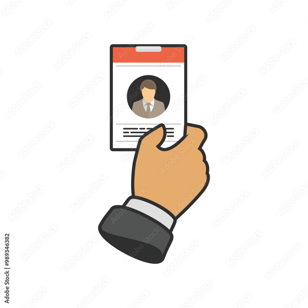 Vetor de Hand holding the id card. Businessman holds identification ...