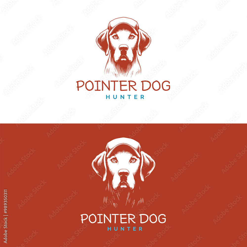 Vetor de Pointer Dog Logo, Hand Drawn logo, Minimal Logo, Dog Mascot ...