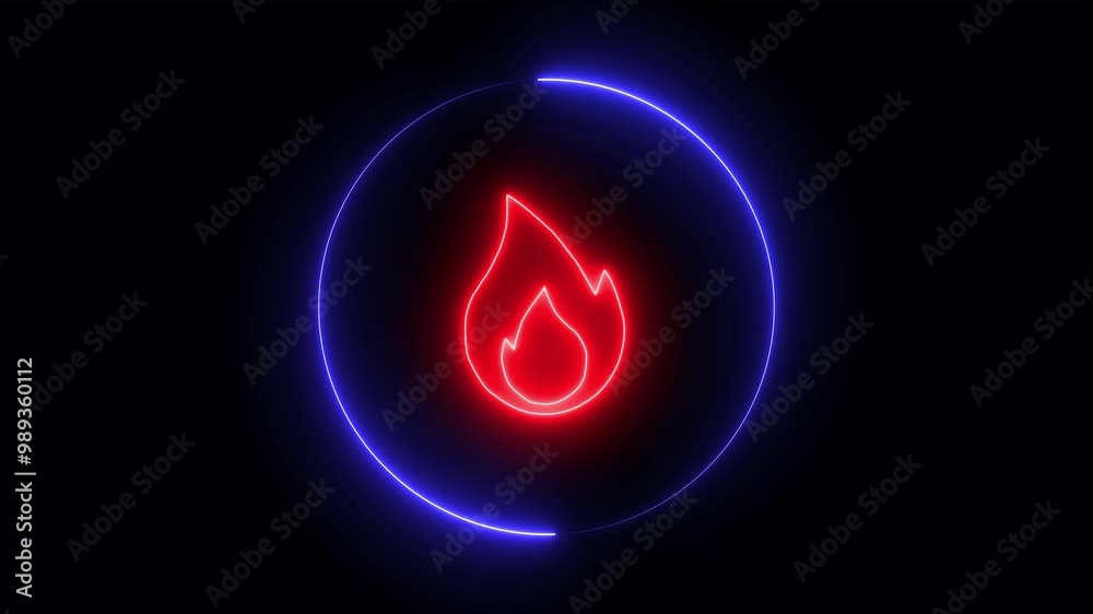 Isolated Fire Icon On Transparent Background. Glowing Neon Fire Symbol ...