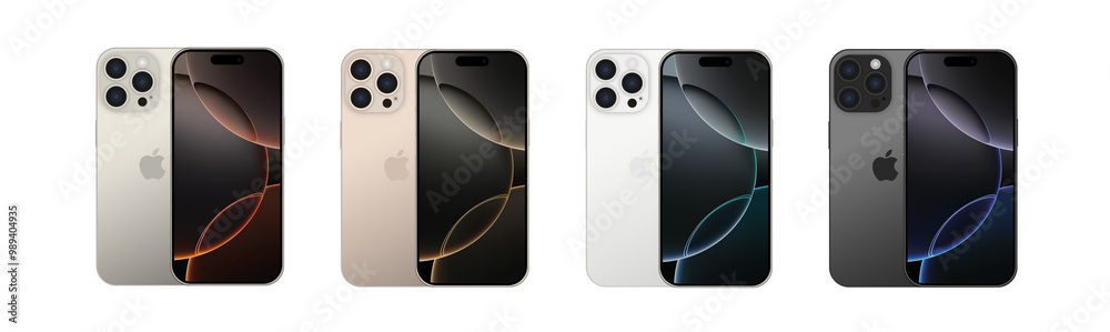 Iphone 16 pro, 16 pro max set mockup. Back and front side of the phone ...