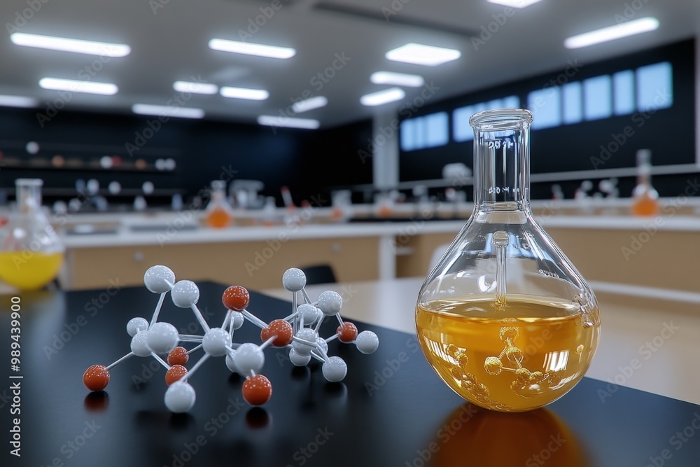 A 3D-animated science classroom, where students conduct experiments ...