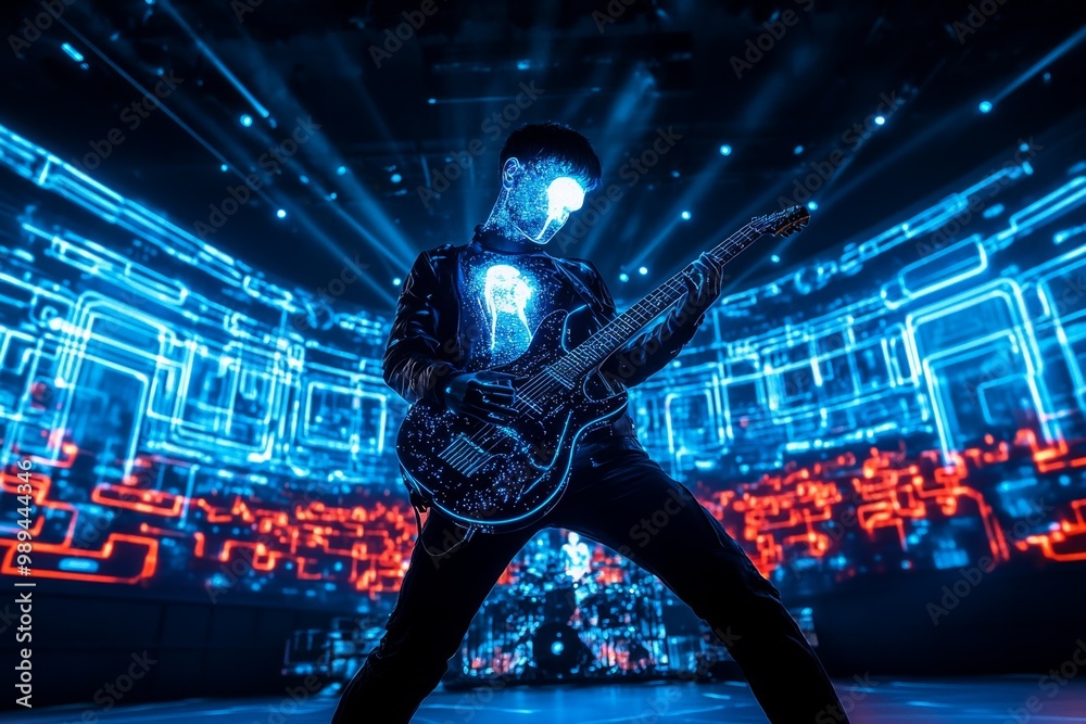 A futuristic concert where the band performs in holograms, with the ...