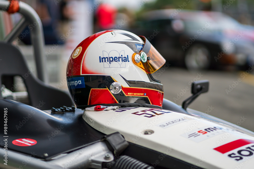 Brno, Czech Republic - September 24, 2024: The racing helmet of a ...