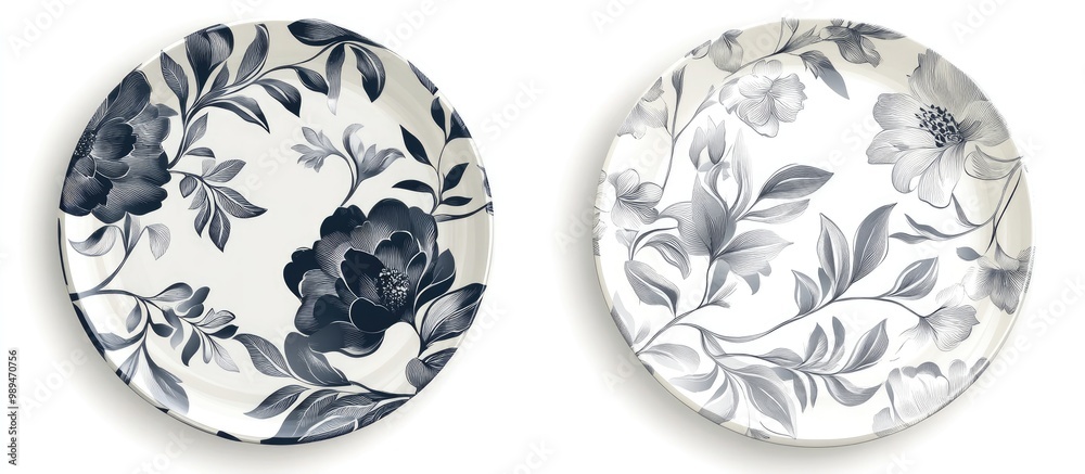 Decorative plates for interior design featuring a floral art deco ...