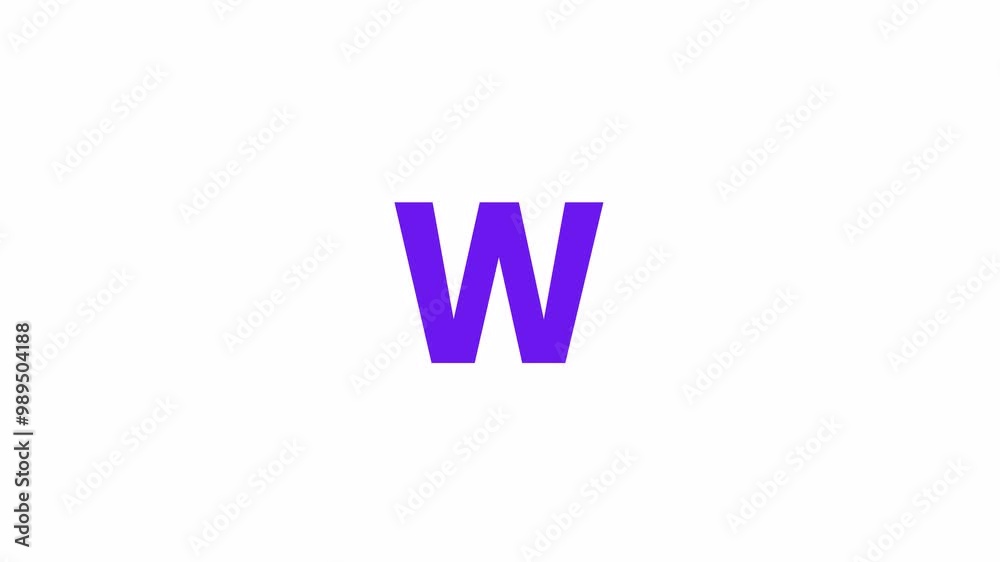 W Letter Text Animation. Alpha matte with transparent background 4K ...