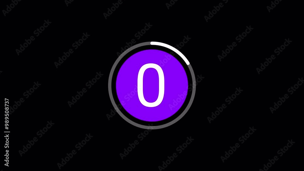 Countdown animation from 5 to 0 sec, counter timer 5 second in 4k. On transparent background ...
