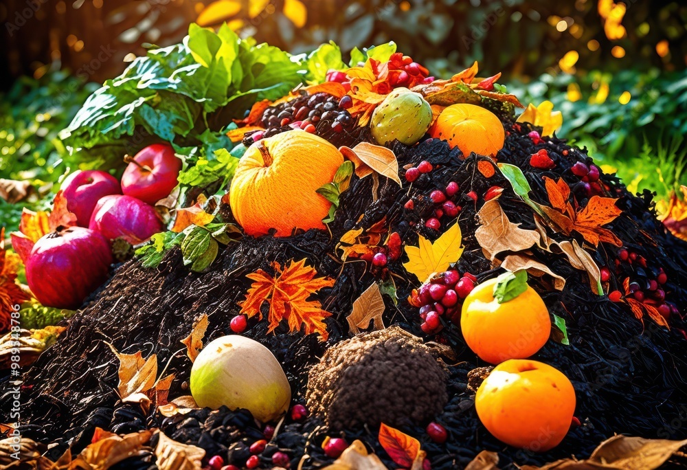 vibrant compost pile displaying rich array organic waste recycling ...