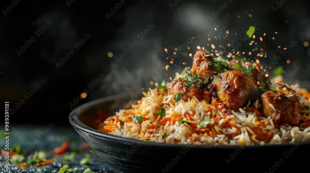 Indian chicken biryani, food photography of spicy chicken biryani, food ...