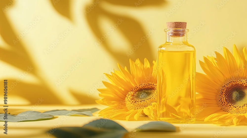 Presenting the goodness of nature! Our fresh Sunflower Oil mockup design showcases the purity ...