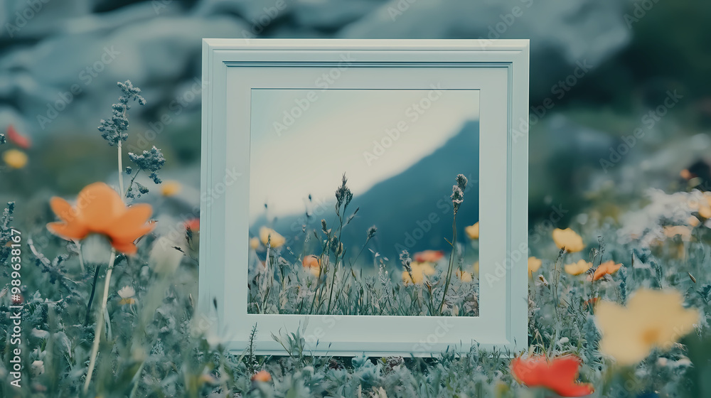 High resolution photo realistic polaroid style border frame mockup with ...