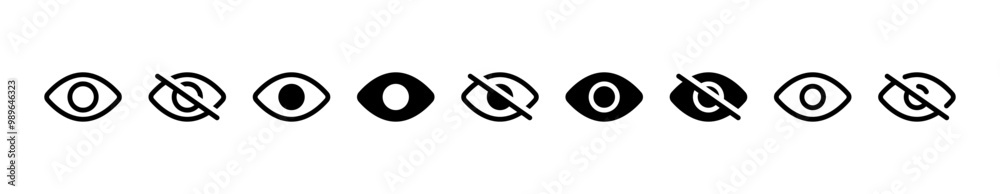 eye icon set. vision icon, see view icons - eyesight symbol - invisible ...