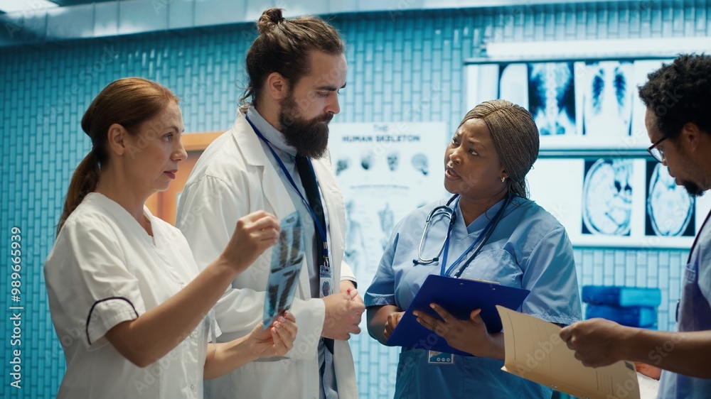 Doctors and radiologists review human anatomy scans to develop ...