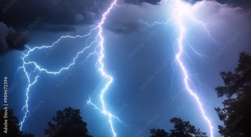 Lightning strikes Electrical storm on black background Electric ...
