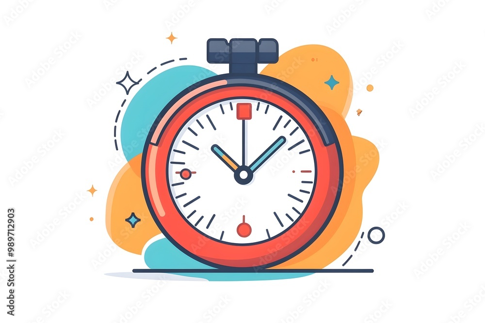 isolated illustration of a stopwatch, with clean lines and a modern ...