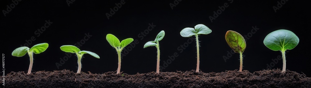 Various stages of plant growth in soil Stock Illustration | Adobe Stock