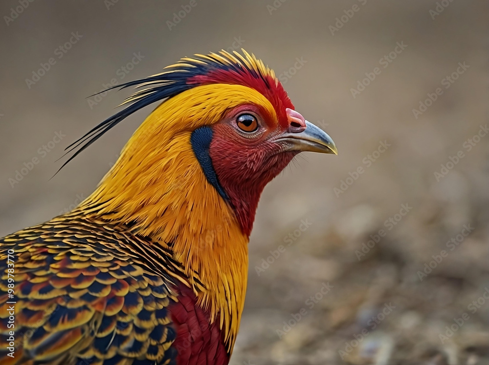 Golden Pheasant (Chrysolophus pictus) – With its golden-yellow and red ...