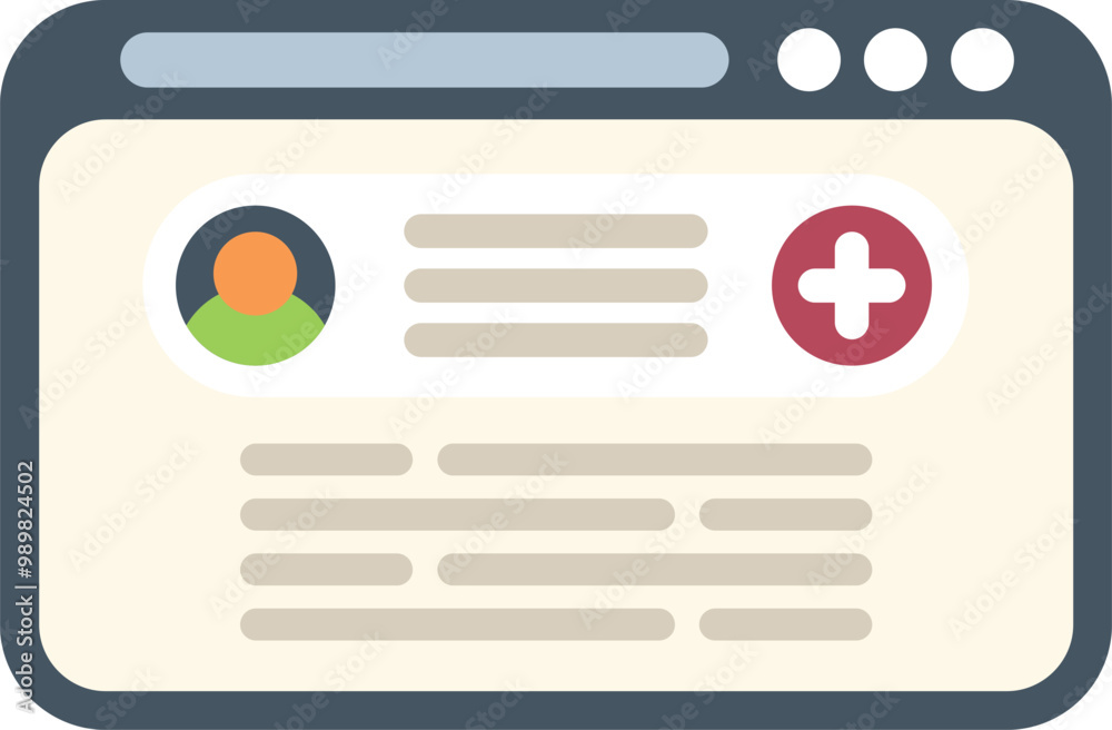 Website is showing medical record with patient profile and add button ...
