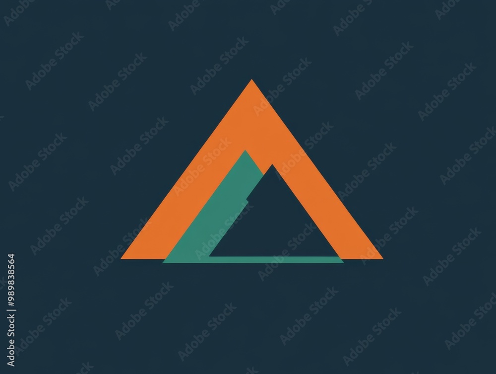 Flat geometric logo design featuring an orange triangle with minimal ...