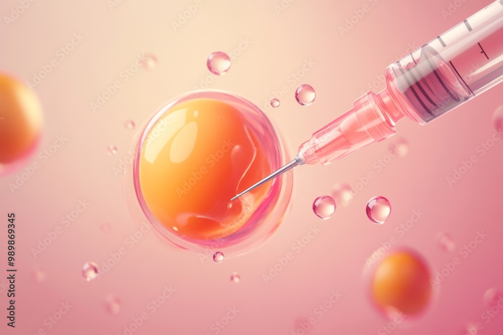 Illustration of a syringe during the fertilization process as it ...