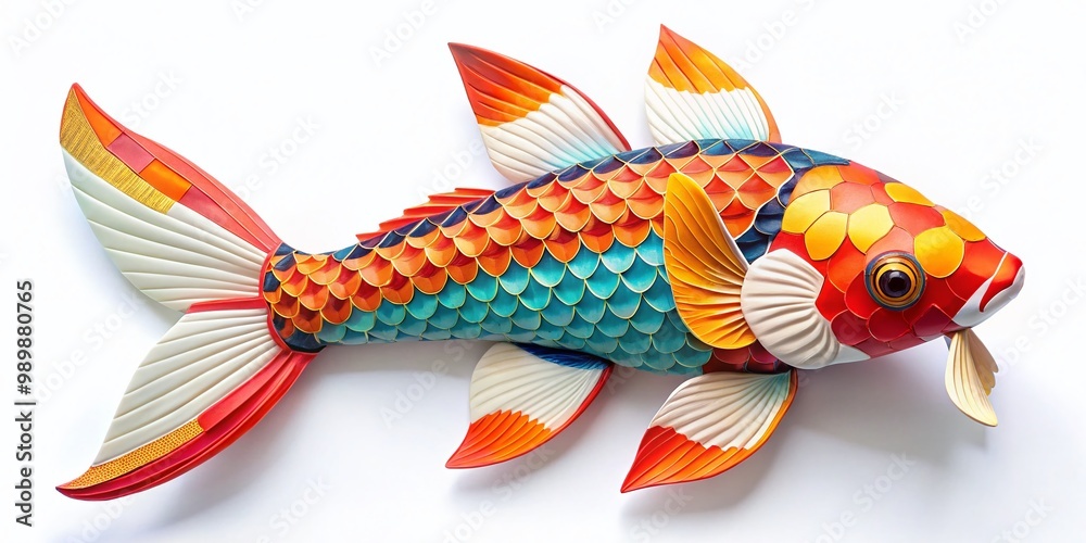 Creative Koi Fish Paper Craft Template for Arts and Crafts Projects and ...