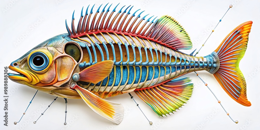 Detailed Labelled Diagram of a Fish Skeleton for Educational and ...