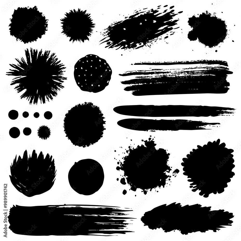 brushes vector.Mega bundle of different ink brush strokes:rectangle ...