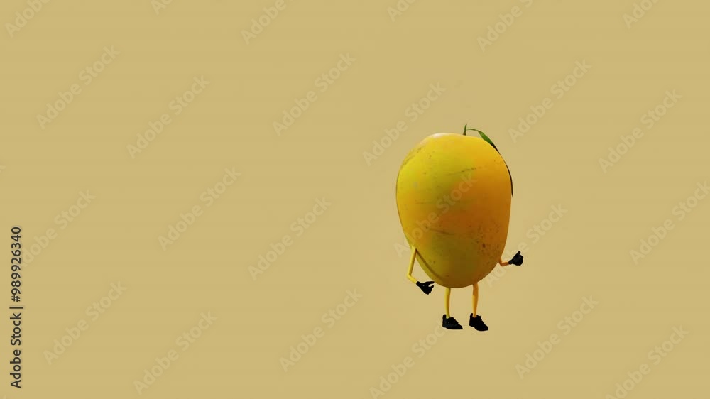 A 3D animated mango character performing a funny dance. The scene ...