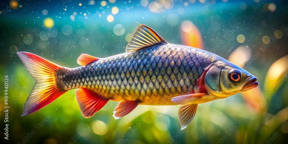 Labeo Rohita Fish Swimming Gracefully in Clear Water, Showcasing ...