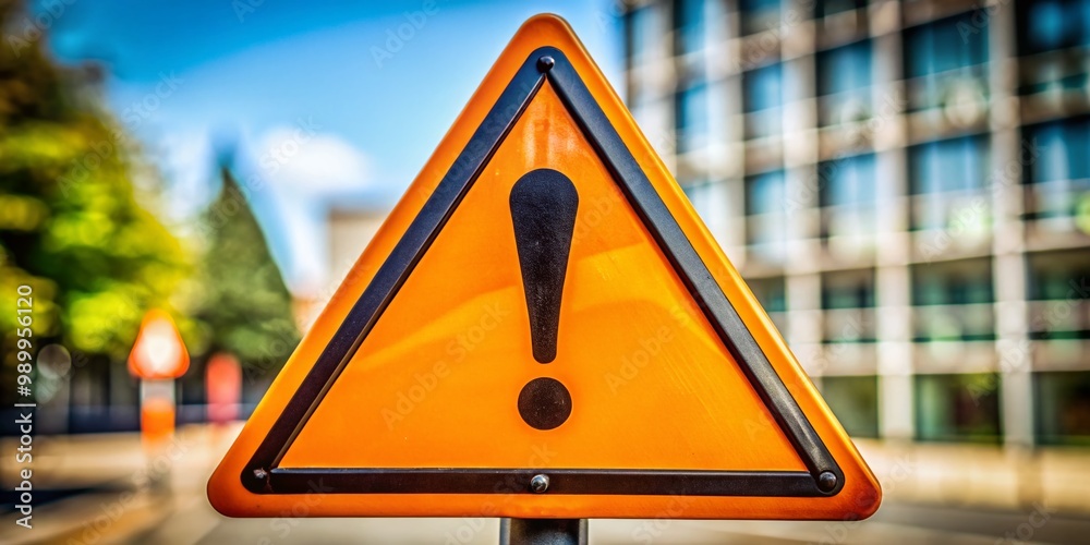 Orange Triangle Caution Sign with Exclamation Point, Warning Symbol for ...