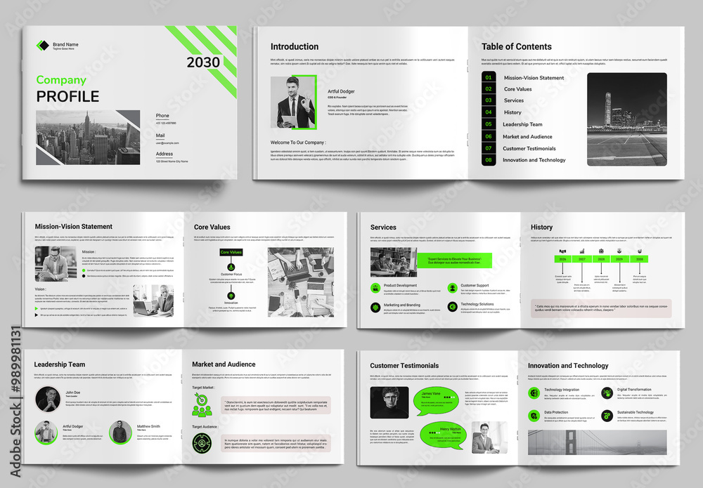 Company Profile Landscape Layout Stock Template | Adobe Stock