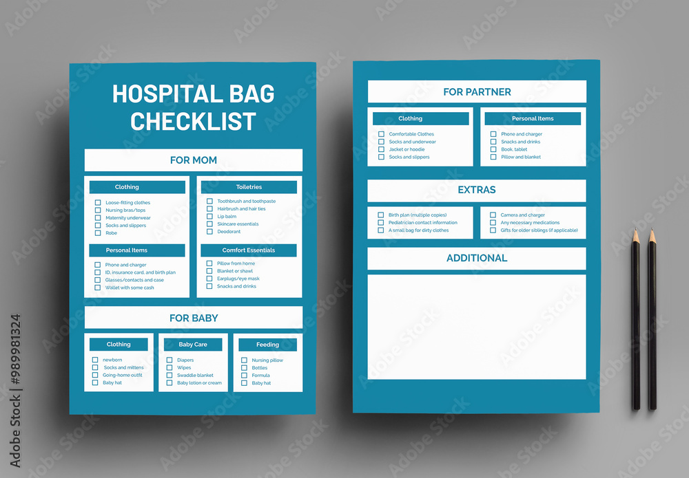 Hospital Bag Checklist Stock Template | Adobe Stock