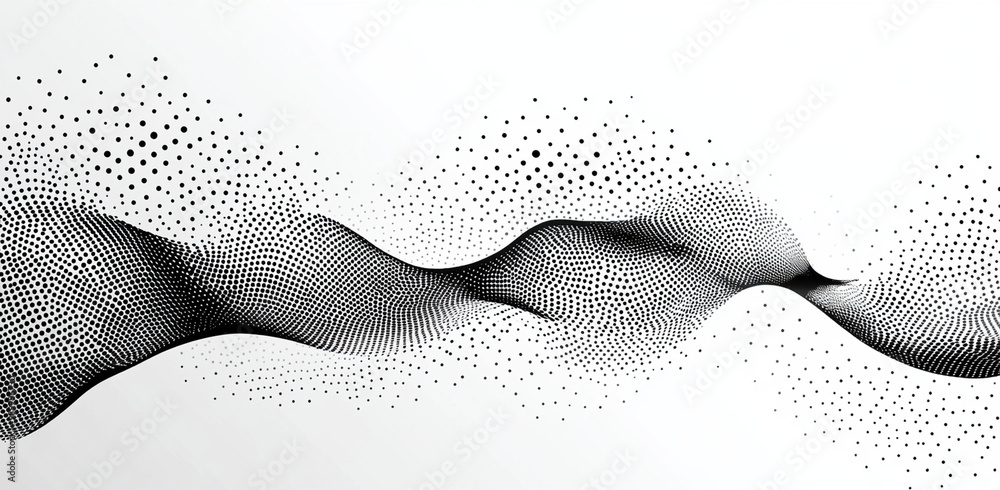halftone background with wave of dots creates dynamic visual effect ...