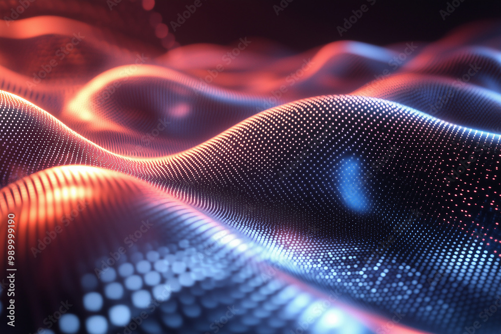 Digital Waveforms Rippling Through a High-Tech Abstract Background in a ...