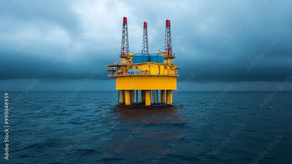 Offshore Oil Rig in Stormy Sea Highlighting Environmental and Social ...