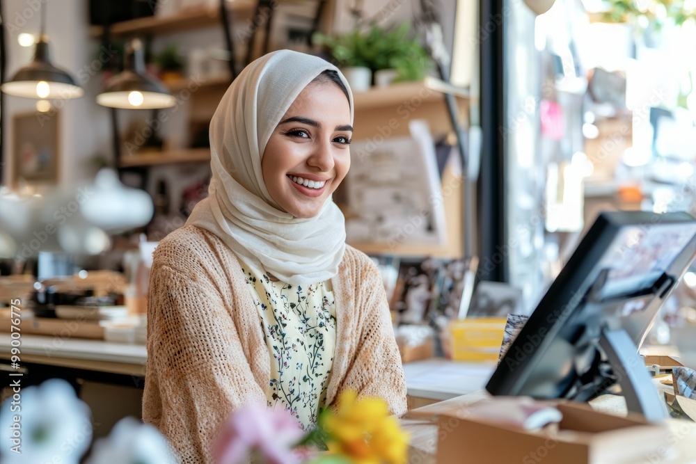 A Muslim Female Entrepreneur Creates A New Product Line Based On ...