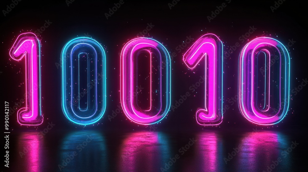 3d animation, fantastic neon numbers from 1 to 10 isolated on black ...