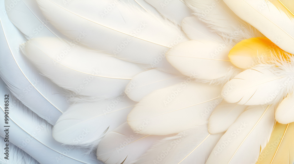 Closeup white and feathers background for peace calm and spirituality ...
