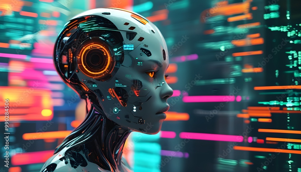 Futuristic digital innovation with hyper-realistic AI analysis ...