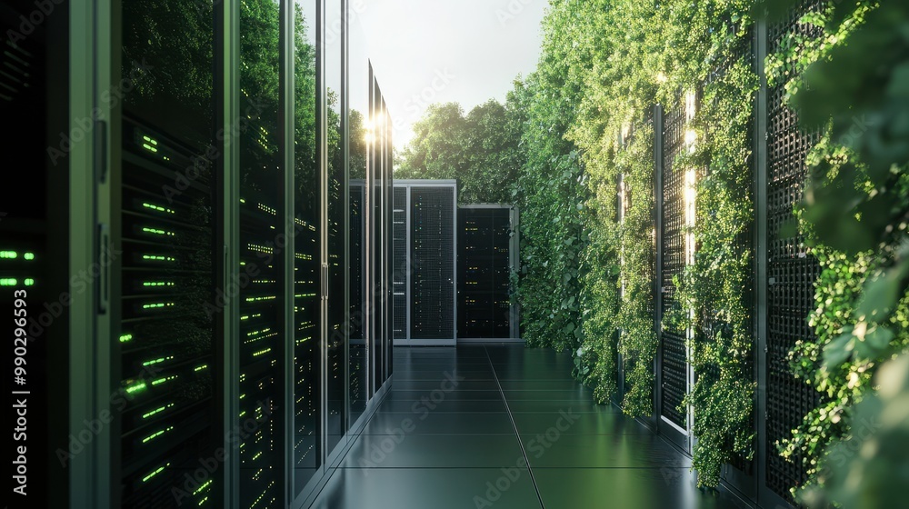 Fotografia do Stock: Green Data Center Sustainability, a green data ...