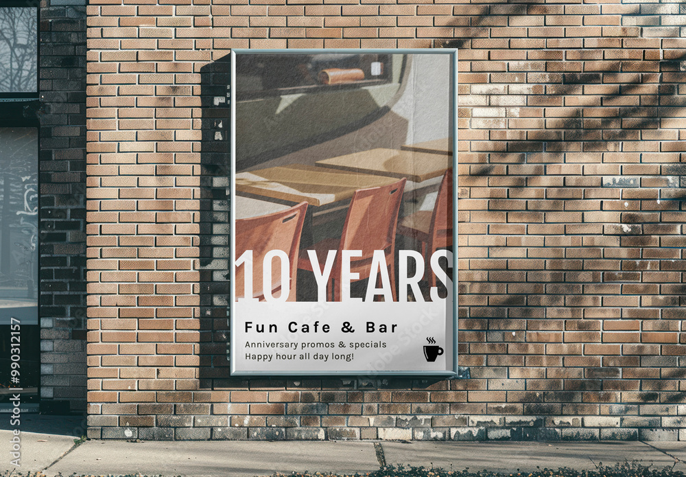 Urban Wall Ad Sign Mockup With Generative AI Stock Template | Adobe Stock