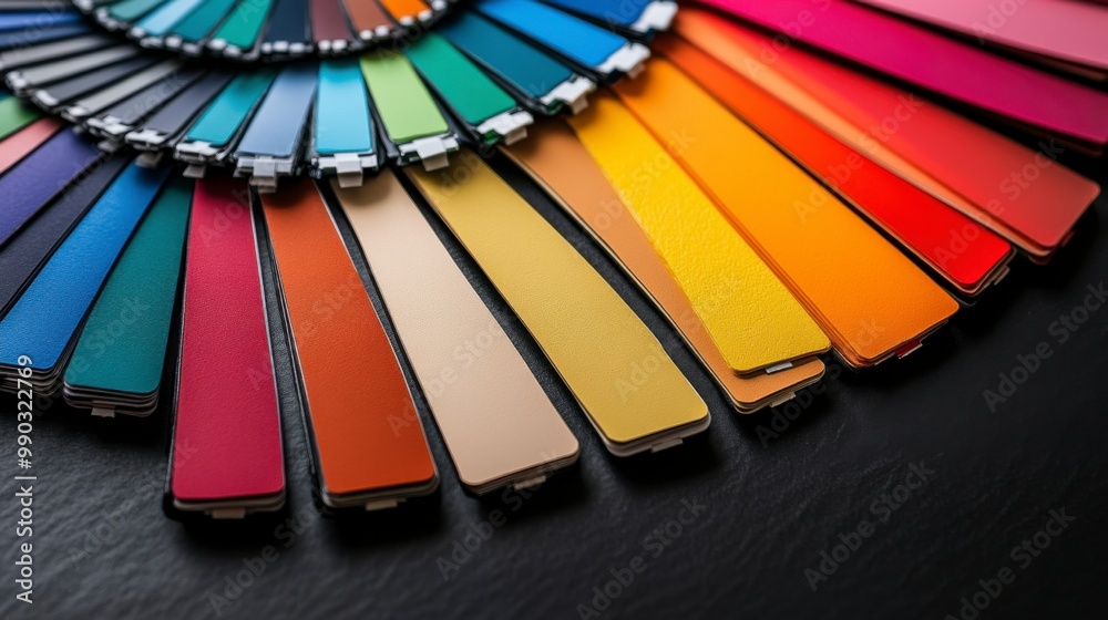 A vibrant array of color swatches arranged in a circular pattern ...