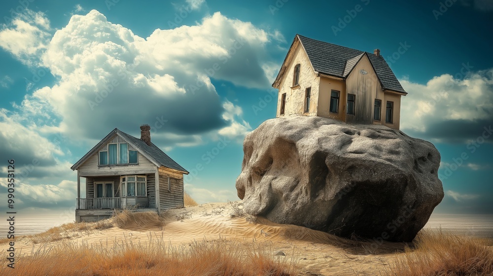 The parable of the houses built on sand and rock. A wise man builds his ...