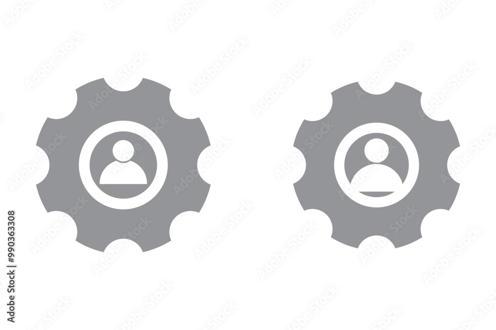 Account gear icon. Profile setting vector symbol. Simple User setup ...