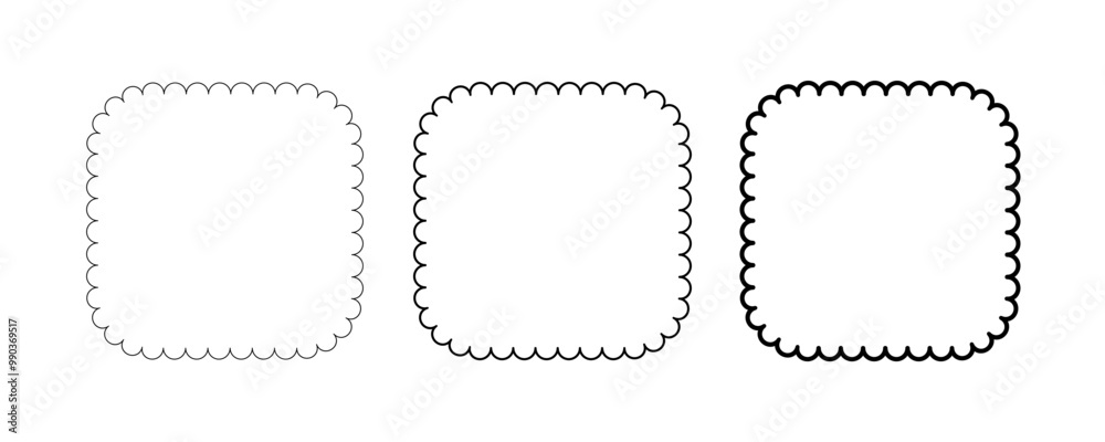 Rectangle scalloped frame. Scalloped edge square shape border. Simple ...