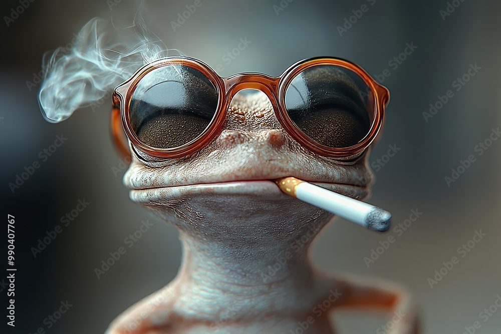 Poster Small lizard is smoking a cigarette – Wall Art | UkPosters