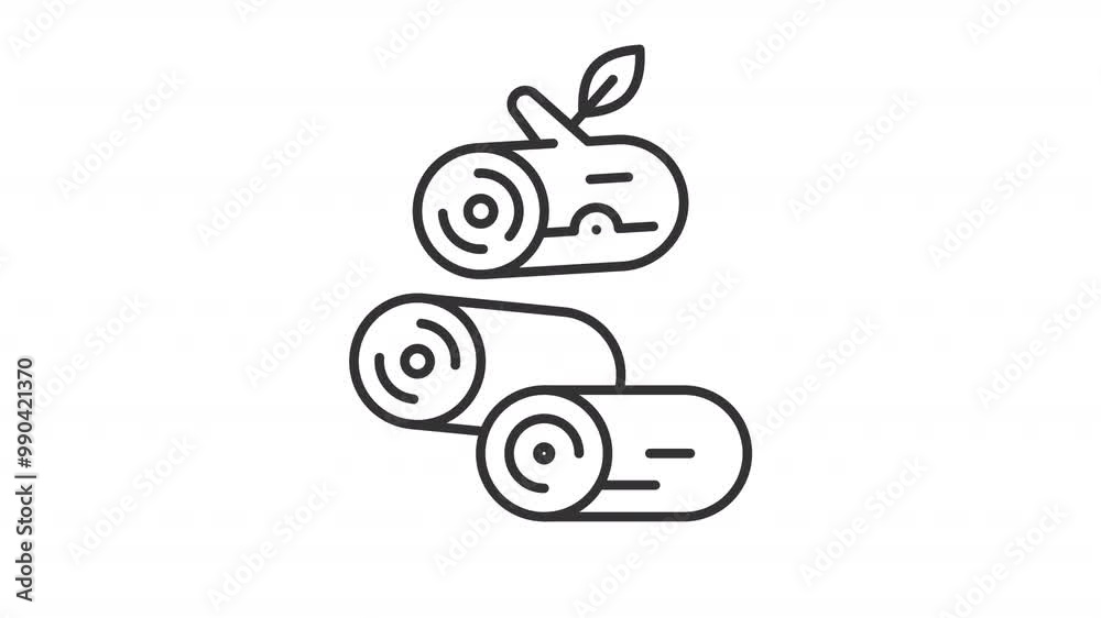 Animated logs icon. Falling logs line animation. Tree cutting. Timber ...